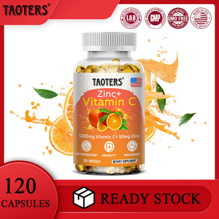 Zinc + Vitamin C Supplement - 1200 mg Vitamin C + 50 mg Zinc ...