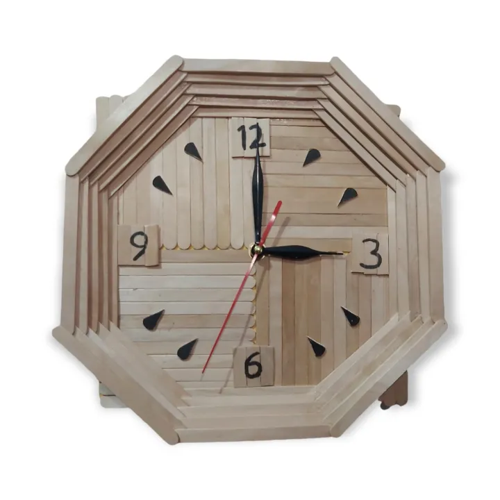 Jam Dinding Stik Eskrim / Jam Hexagonal / Jam Dinding Kayu Unik ...