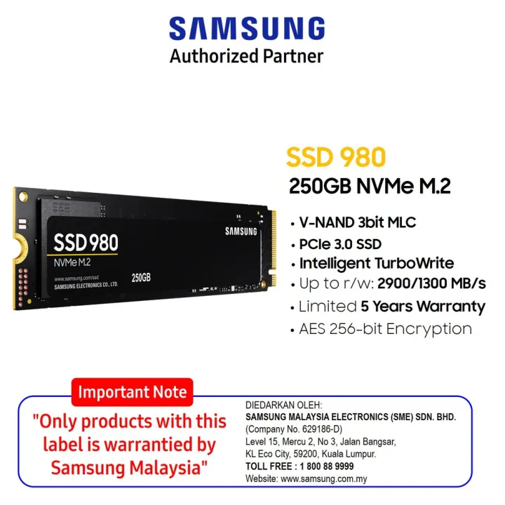 SAMSUNG SSD M.2 980 250GB/500GB/1TB (2280) | Lazada PH
