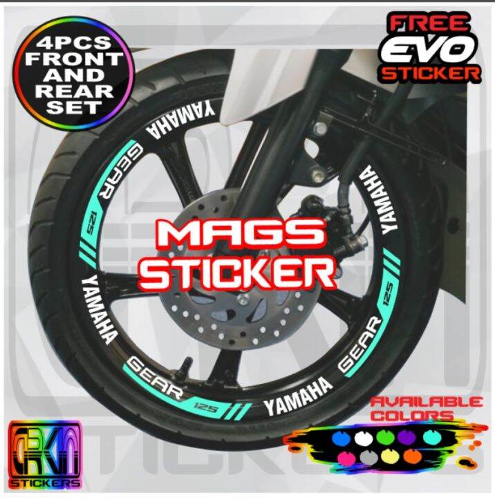 Yamaha Mio Gear 125 mags sticker set front and rear / free EVO sticker ...