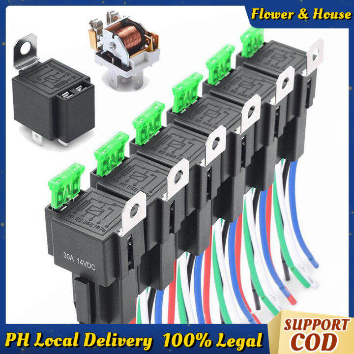 6Pcs Fuse Relay Switch Harness Set 12V DC 4-Pin SPST Automotive Relays ...
