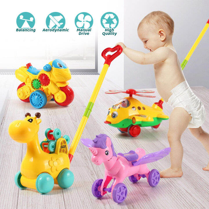 Baby Walking Stroller Push Pull Strolling Cute Rotate Gear Moving Wongs ...