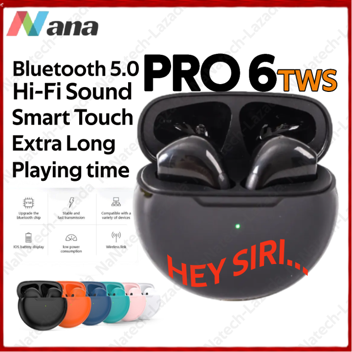 PRO 6 Deep Bass True Wireless Earbuds with Dual Drivers Water-Resistant ...