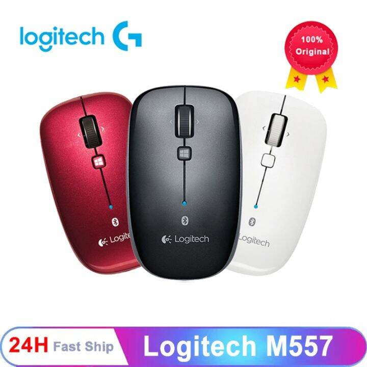Logitech M557 Bluetooth 2.4Ghz Wireless Gaming Mouse with Optical Ergonomic Mice 1000 DPI for PC ...