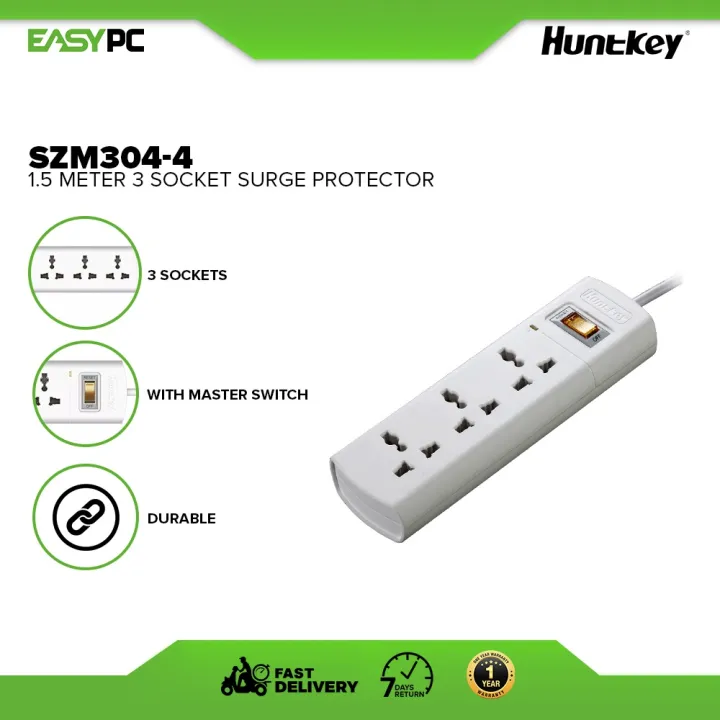Surge Protector Extension Cord Omni Extension Extension Huntkey Szm304 4 1 5 Meter 3 Sockets