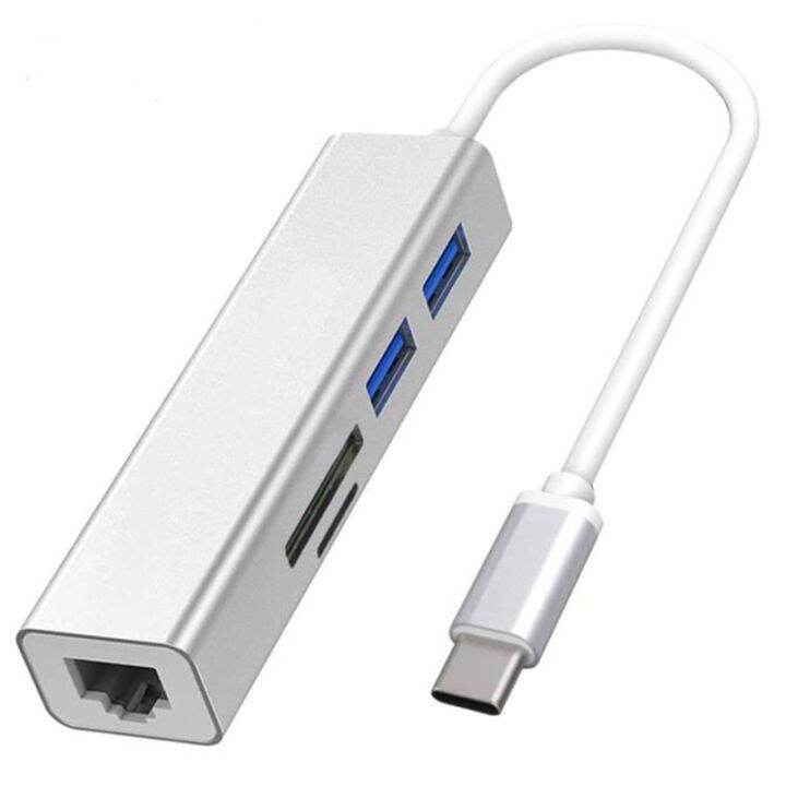 Type-C to RJ45 100M Network Card+SD/TF Card Reader+USB3.0 HUB Hub ...
