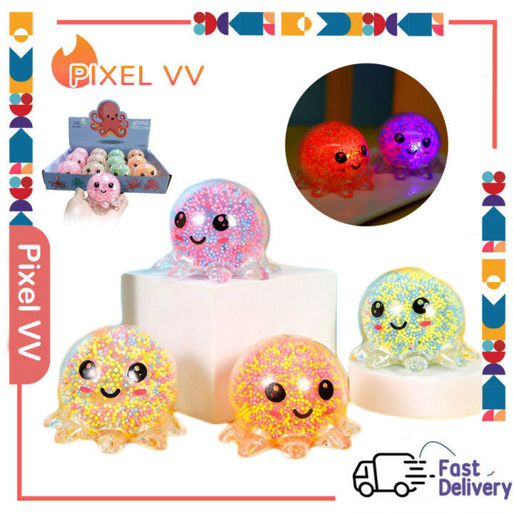 Glowing Light Squid Vent Ball Squeeze Toys Decompression Toy Bubble ...