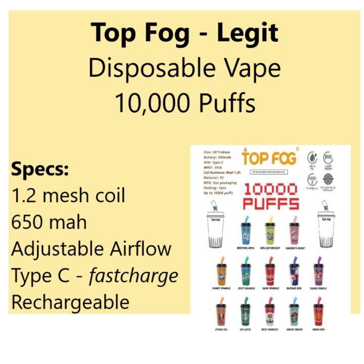 Top Fog Up To 10k Puffs Disposable Vape Pod Rechargeable | Lazada PH