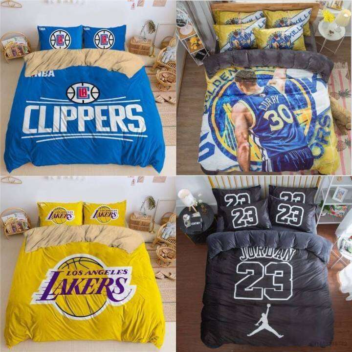YYDS NBA Lakers Clippers Curry 4in1 3in1 Home Bedding Set Bed Sheet Quilt Cover Pillowcase ...