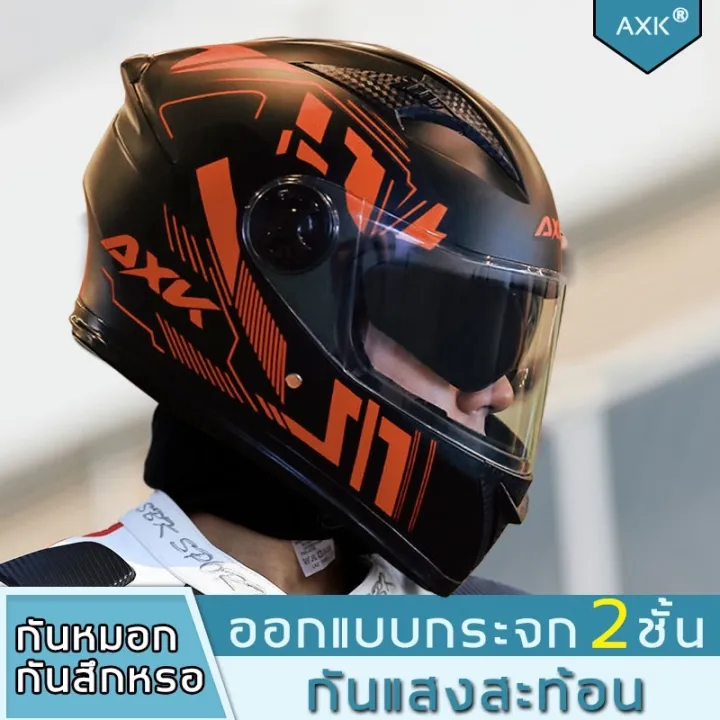 จัดส่งที่รวดเร็ว😎AXK double mirror Motorcycle Helmet Full Face racing ...