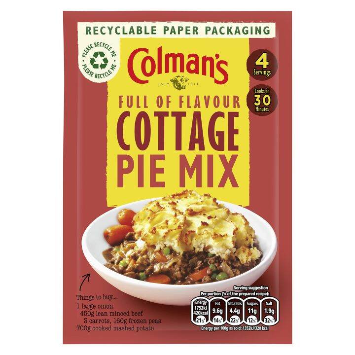 COLMAN'S Cottage Pie Sauce Sachet 45g | Lazada.co.th