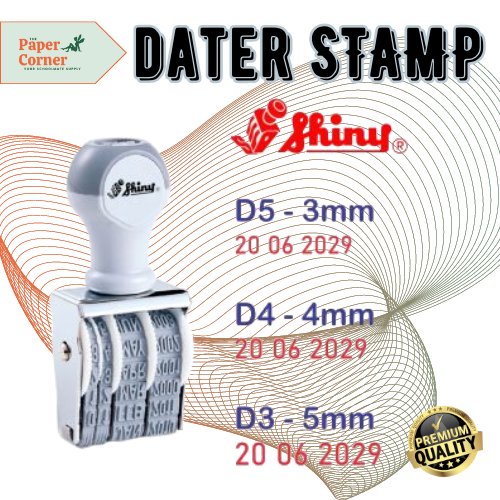 SHINY DATER STAMP DATE PAPER STAMP D-3 5mm/D-4 4mm/D-5 3mm DATE STAMP 1 pc | Lazada PH