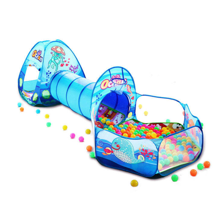 3 In 1 House Tent Baby Kids Pop up Tent Tunnel Game Play Ocean Ball Pit ...