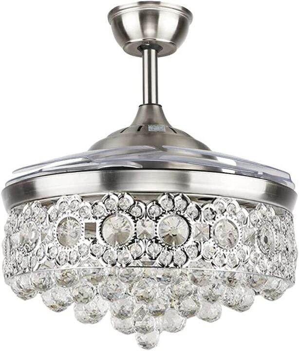 Fandian 42in Crystal Ceiling Fan with Lights Remote Control Modern ...