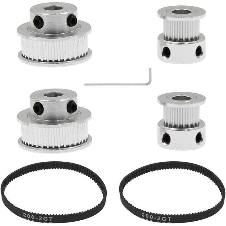 2 Sets GT2 Timing Belt Idler Pulley Aluminum Synchronous Wheel Kit for ...