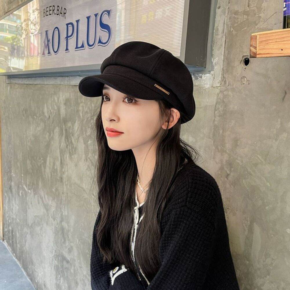 MARGOTA หมวกแปดเหลี่ยมแฟชั่นสำหรับผู้หญิงหมวกกะบังฤดูใบไม้ร่วงสีทึบหมวก ...