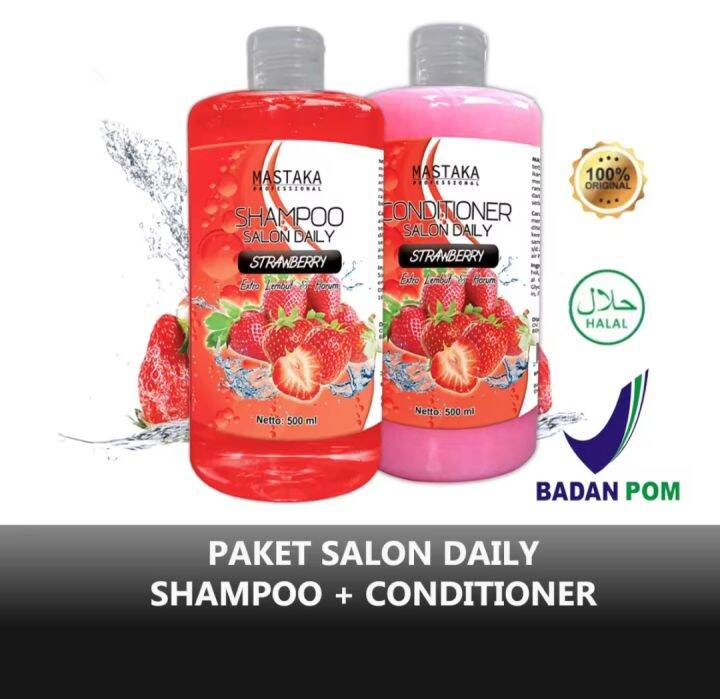 MASTAKA Paket 2 pcs ( SHAMPO + CONDITIONER ) Salon Strawberry / Daily ...