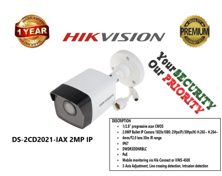 DS-2CD2021-IAX 2MP IP Bullet Camera Hikvision Outdoor | Lazada PH