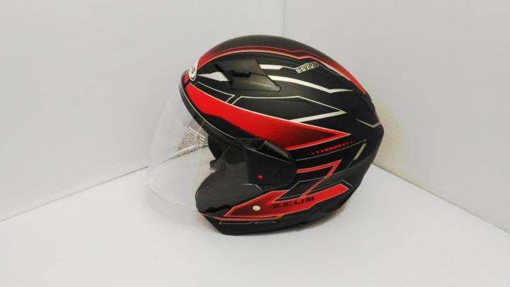 Helm Zeus ZS-611 Matt Black/TT18 Red Half Face | Lazada Indonesia