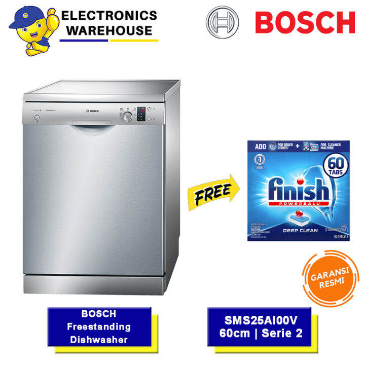 Bosch Free-standing Dishwasher 60cm SMS25AI00V Seri 2 Silver Inox ...