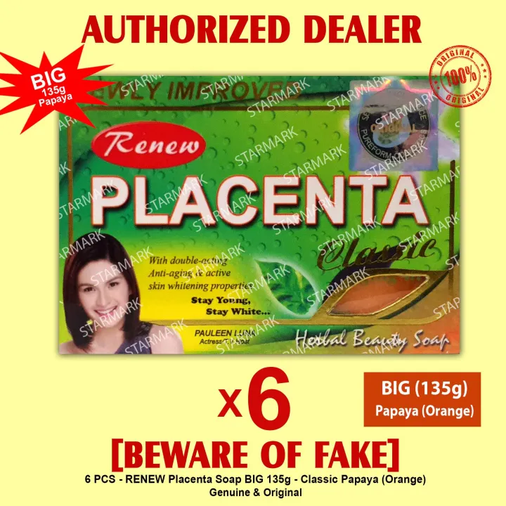 Renew Placenta Soap Soaps Classic Papaya Orange BIG 135g AUTHENTIC - 6 ...