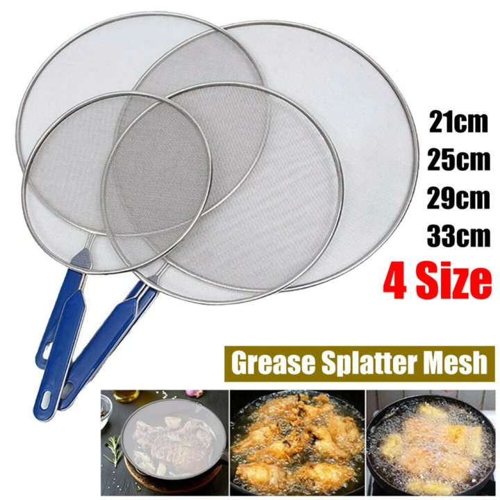 [Same Day Ship] 33cm 304 Stainless Steel Grease Splatter Guard Pan Oil ...