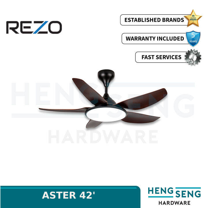 REZO CEILING FAN ASTER 42" LED FAN [ 5 ABS BLADE + REMOTE ] | Lazada