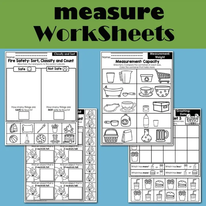 Kindergarten Math Practice Worksheets Measure Shapes Telling Time Money ...