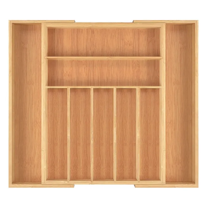 Kitchen Drawer Organizer Bamboo Adjustable Cutlery Tray Utensil Holder ...