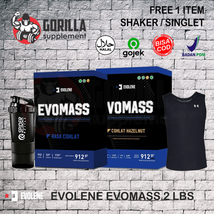 EVOLENE EVOMASS 2lbs 2lb 912 Gram EVO MASS Mass Gainer Susu Penambah Berat Badan Suplemen ...