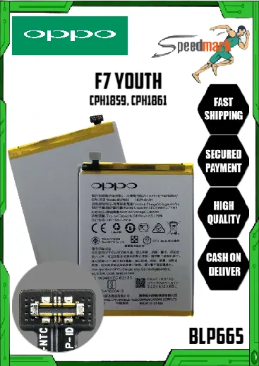 OPPO F7 Youth Battery Model BLP665 Capacity (3410mAh) w/ Free Anti ...