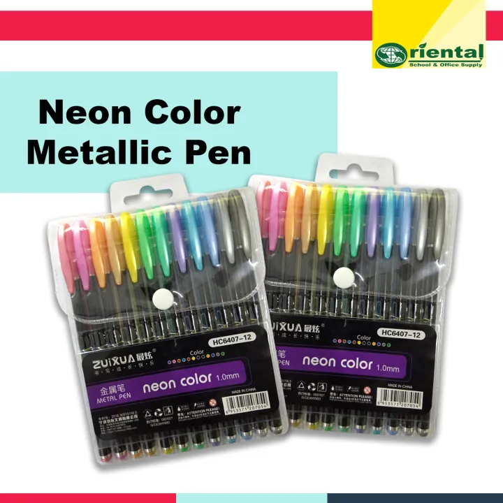 Neon Color Metallic Pen / 12 pcs per pack | Lazada PH
