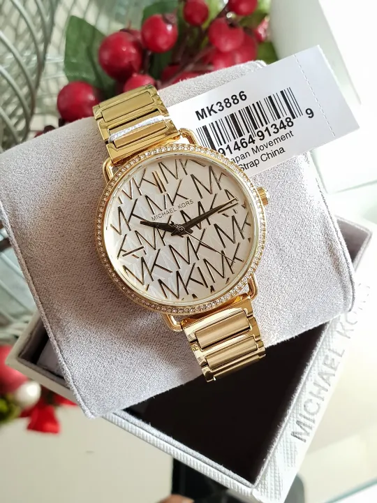 Guaranteed Authentic Michael Kors MK3886 Portia Gold Tone, White Dial ...