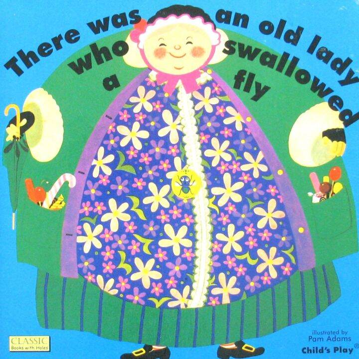 There was an old lady who swallowed a fly by PAM Adams wooden Book ...