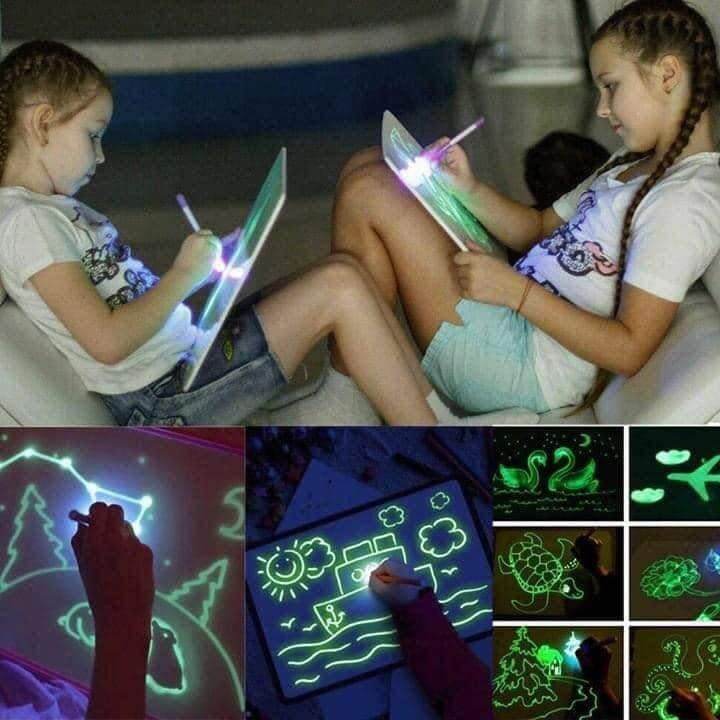 VFM Children Illuminate Drawing Board Glowing Paint Glow Light Table ...