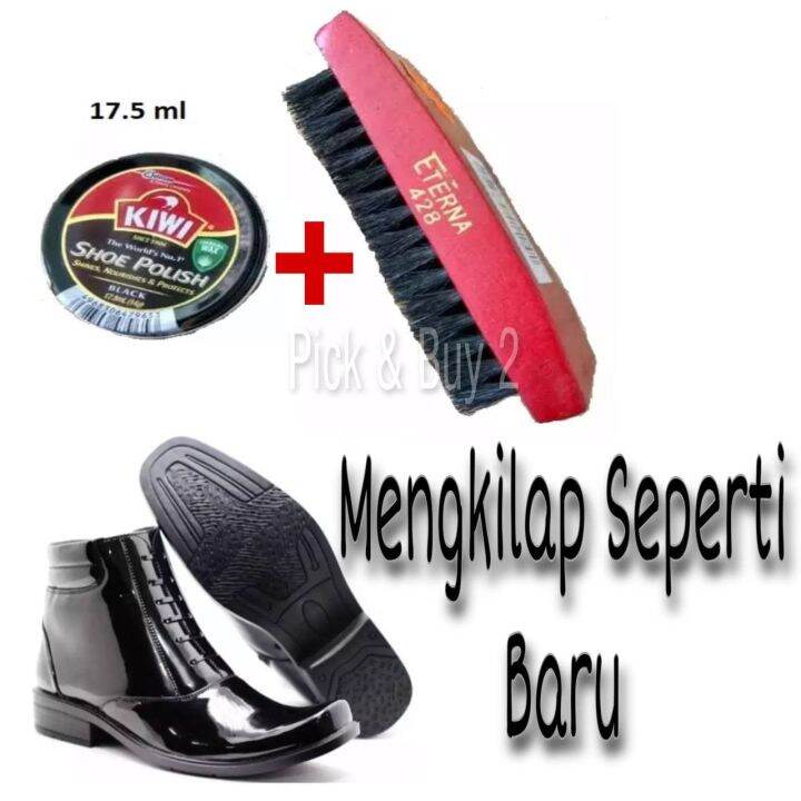 Kiwi Paste Semir Sepatu Hitam 17,5 mL Dan Sikat / Semir Sepatu Hitam ...