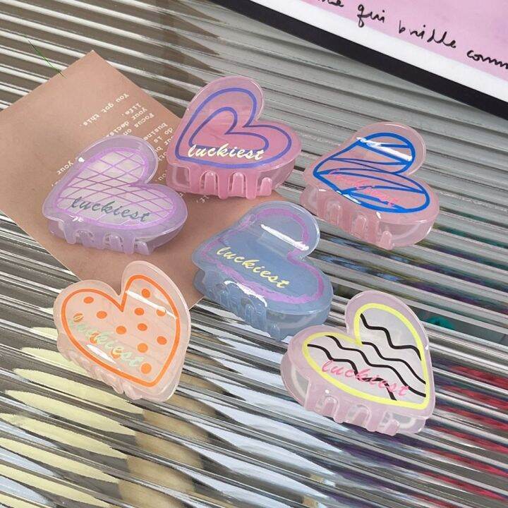 ผ้าโพกศีรษะคลิปผมมีสไตล์เกาหลีกิ๊ปหนีบผมหัวใจกรดอะเซติกผู้หญิง FGSDF ...