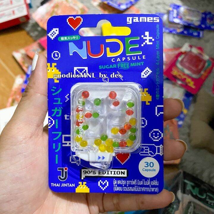 Thai Jintan NUDE Sugar Free Mint Breath Refreshing Candy (30 Capsules ...