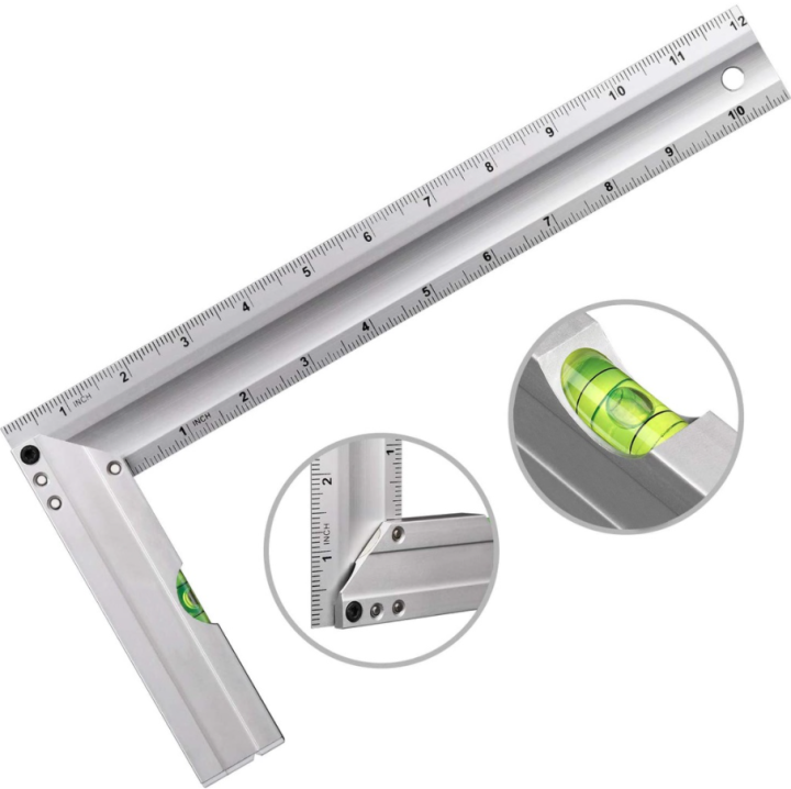 ALUMINUM SQUALA L-SQUARE ANGLE RULER WITH LEVEL BAR (sizes: 20cm/25cm/30cm/35cm) | Lazada PH