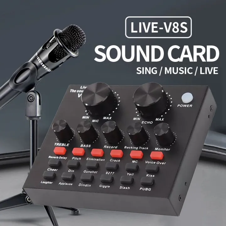 V8 Live Broadcast Sound Card for Mobile Phone Computer Microphone Sound ...