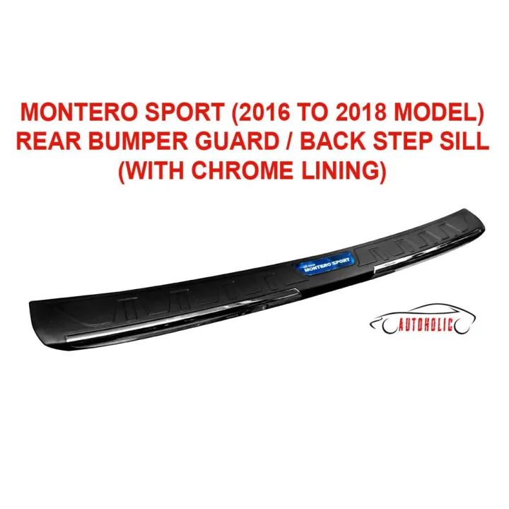 Rear Bumper Guard / Back Step Sill with Chrome Lining for Montero Sport ...