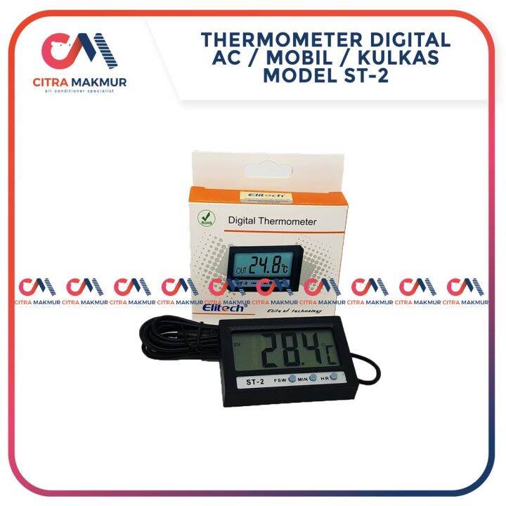 Thermometer Digital Ruangan MObil Kulkas AC Pendingin Ruangan Elitech ...
