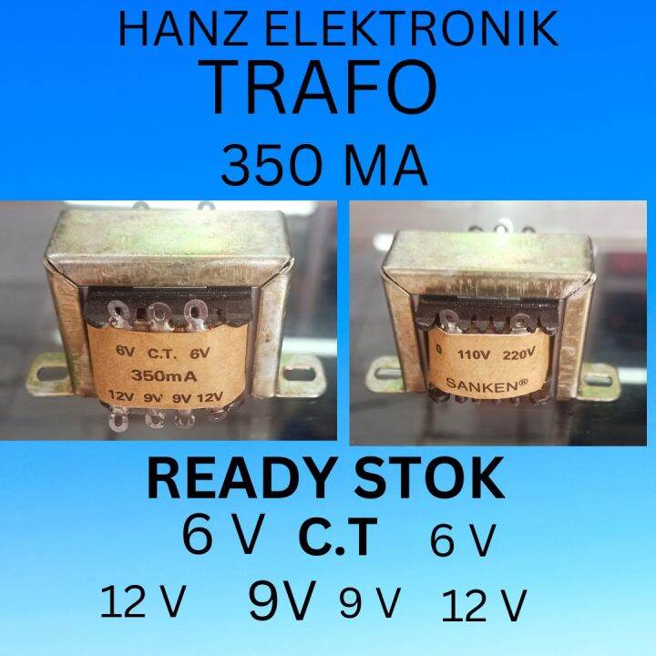 Trafo 350mA CT Sanken 6V - CT - 6V - 12V - 9V - 9V - 12V | Lazada Indonesia