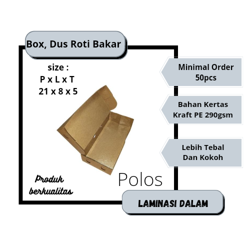 ( isi 50pcs ) Dus Roti Bakar 21 x 8 x 5, Kotak Dus Roti Bakar, Box Roti ...