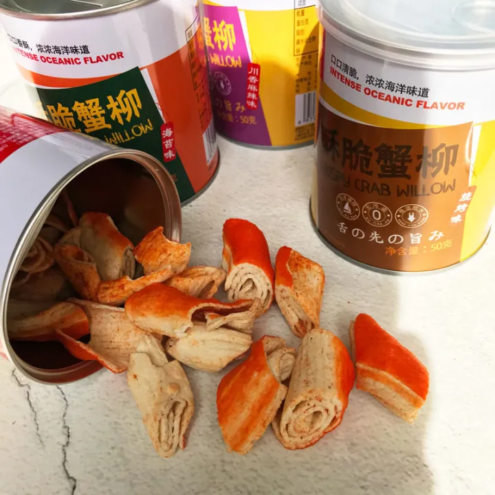ZEJUN Crispy Crab Willow Instant Crab Stick Dry Snack Canned 50g*6 ...