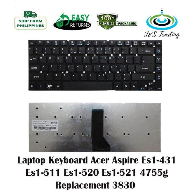 Laptop Keyboard Acer Aspire Es1-431 Es1-511 Es1-520 Es1-521 4755G 3830 ...