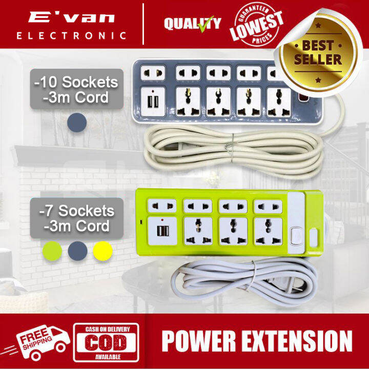 3M Extension Wire with Socket Heavyduty Extension Cord with Usb Port ...
