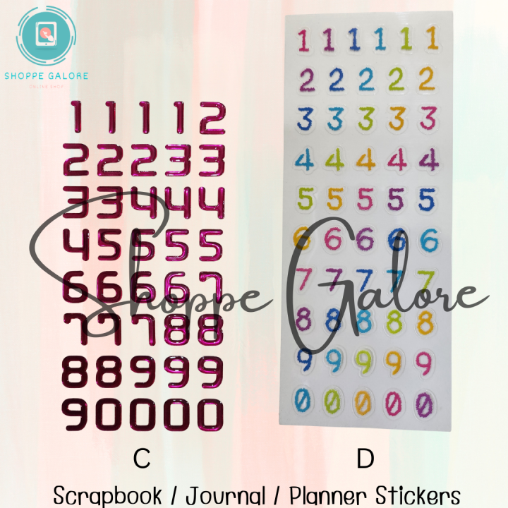 NUMBER STICKER NUMERALS STICKERS SCRAPBOOK ART DESIGN | Lazada PH