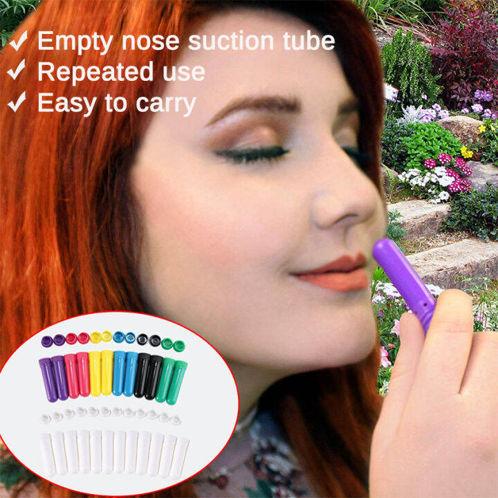 12Pcs/set Essential Colored Plastic Blank Nasal Aromatherapy Inhalers ...