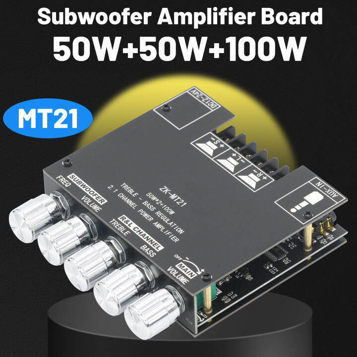 ZK-MT21 TPA3116 2.1 Channel Bluetooth 5.0 Subwoofer Amplifier Board 50WX2+100W Power Audio ...